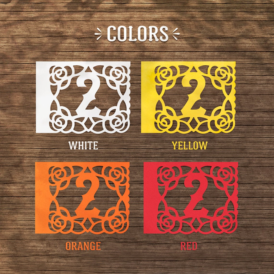 Papel Picado Table Number Flags Las Flores Suite | Etsy