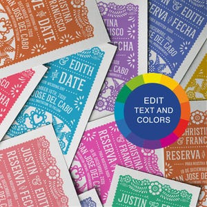 Digital Mexican Save the Date Template Papel Picado | Save the Date ...