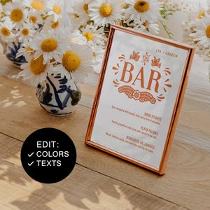 Papel Picado Bar Sign Digital Template | Wedding Bar Sign Template ...