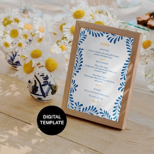 Talavera Menu Digital Template | Menu + Place Card in One Template ...