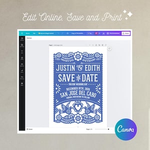 Digital Mexican Save the Date Template Papel Picado | Save the Date ...
