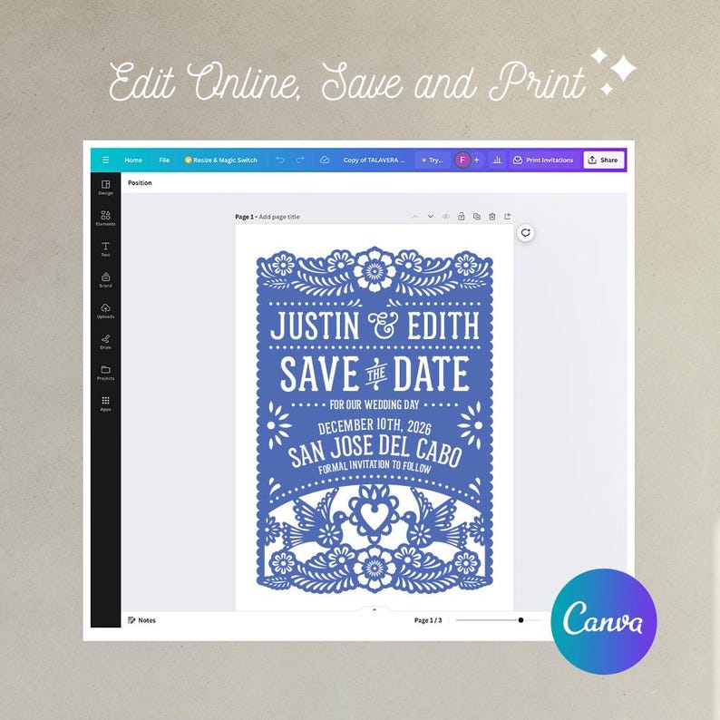 Digital Mexican Save the Date Template Papel Picado | Save the Date ...