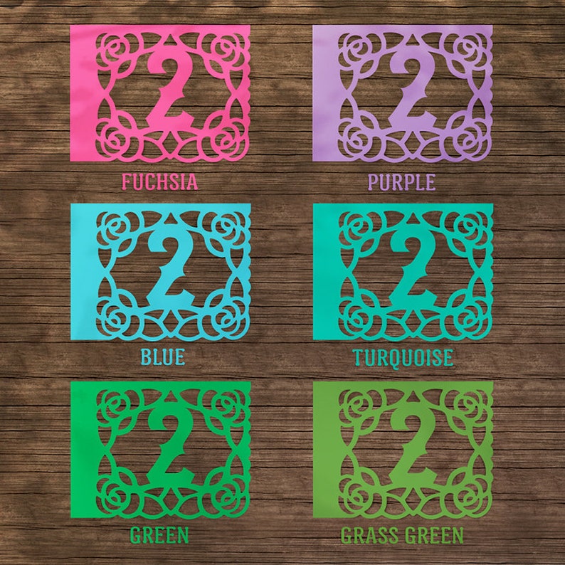 Papel Picado Table Number Flags Las Flores Suite - Etsy
