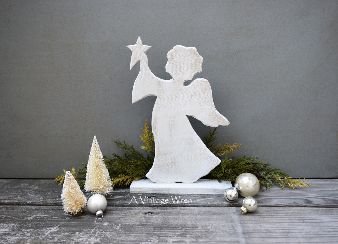 Rustic Wooden Angel / Traditional Christmas Angel With Star / Angel ...
