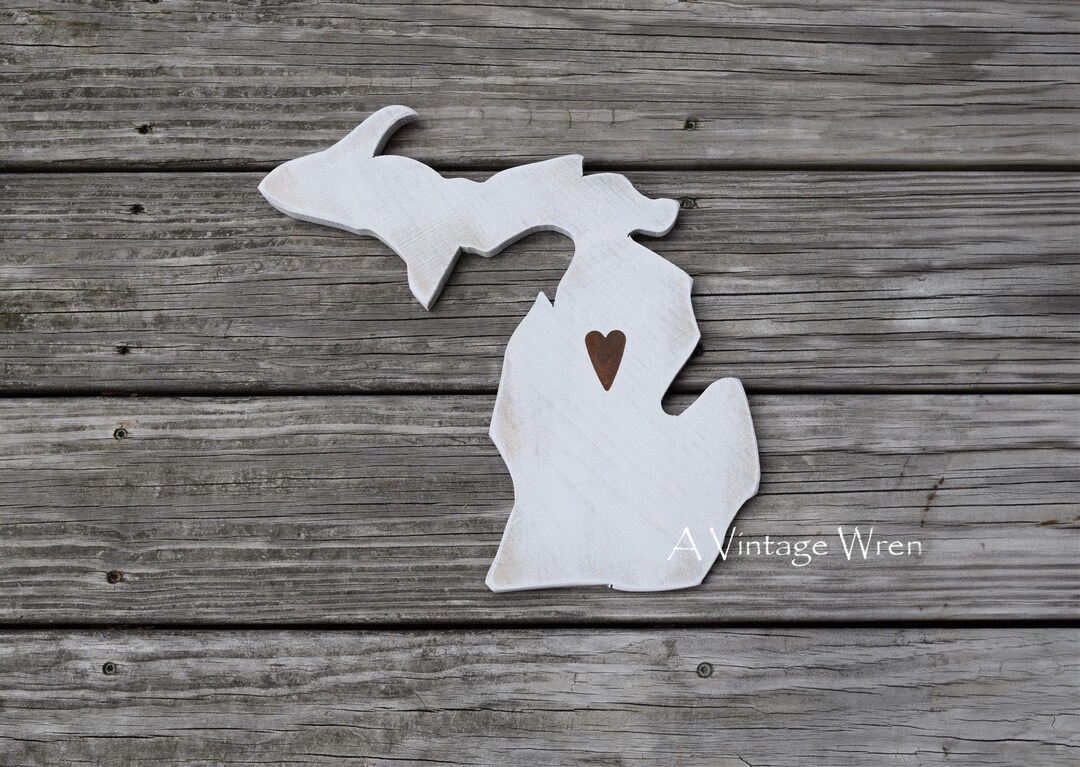 Wooden Michigan State Map Cutout / Michigan Decor/ MI Map / State Sign ...