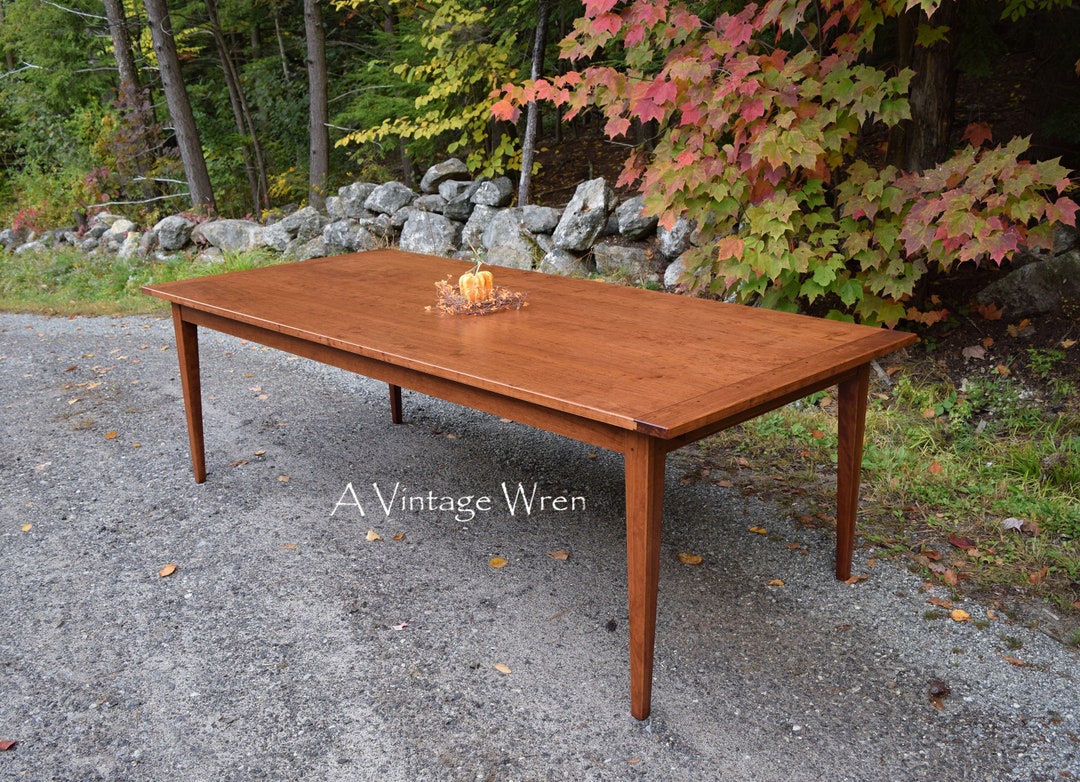 Solid Cherry Shaker Dining Table / Extendable Dining Table / Farmhouse Table / Made in New ...