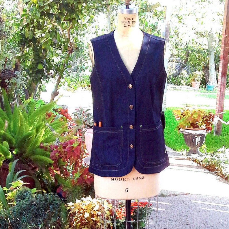 Denim Garden Vest: Lily Print or Solid Indigo. - Etsy