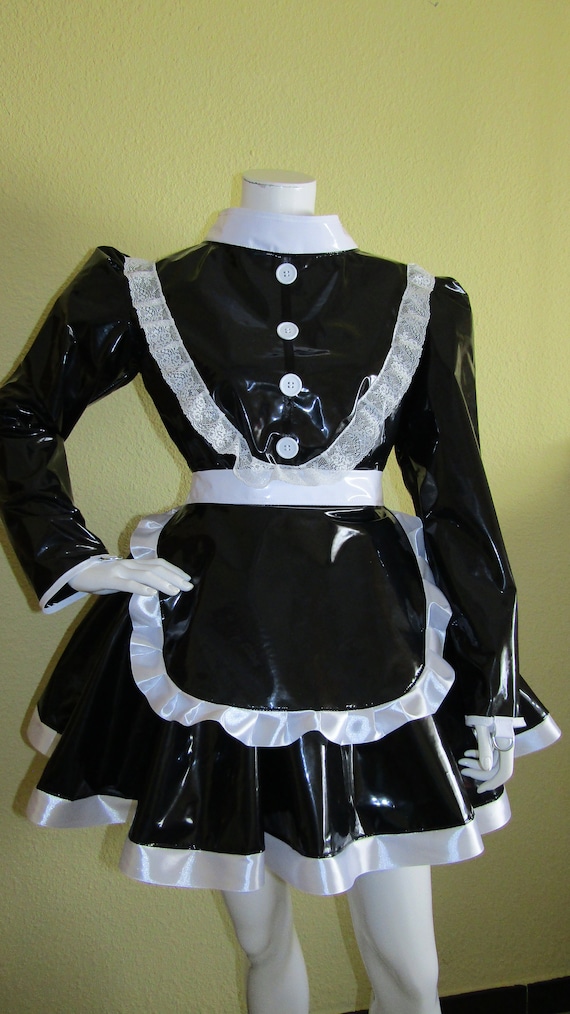 Pvc Unisex Lockable Maids Dress Available In Black Or White Etsy