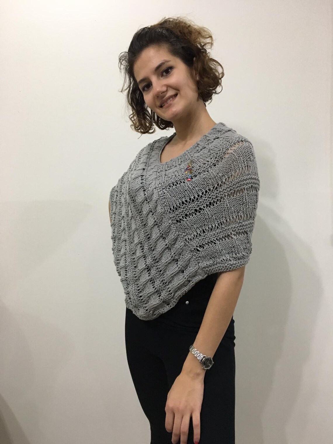 Handmade / Handknit Wool Pancho - US Seller - Etsy