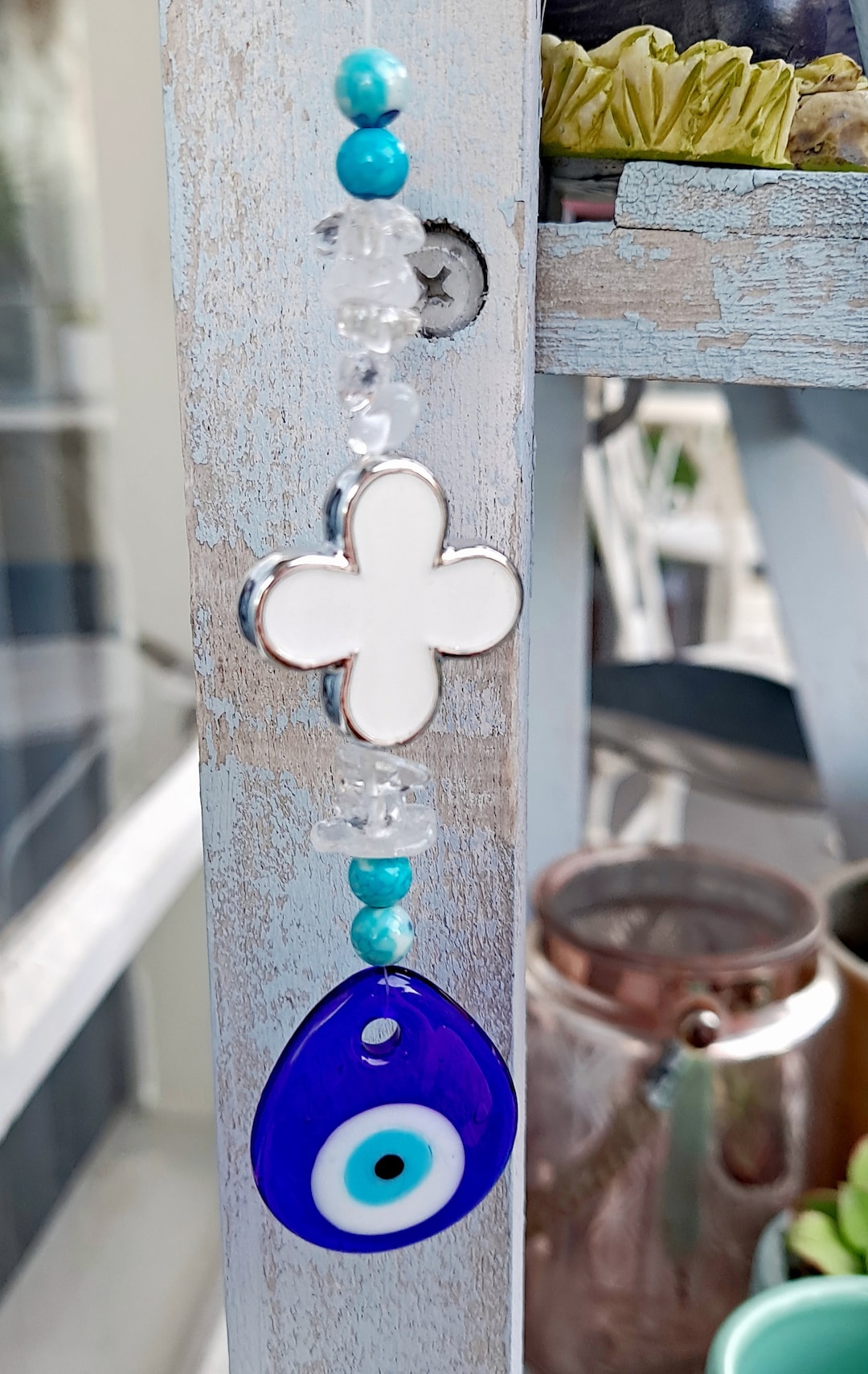 Blue EVIL EYE Glass Mati Greek Hanging Nazar Charm Deco 3cm.... Aussie ...