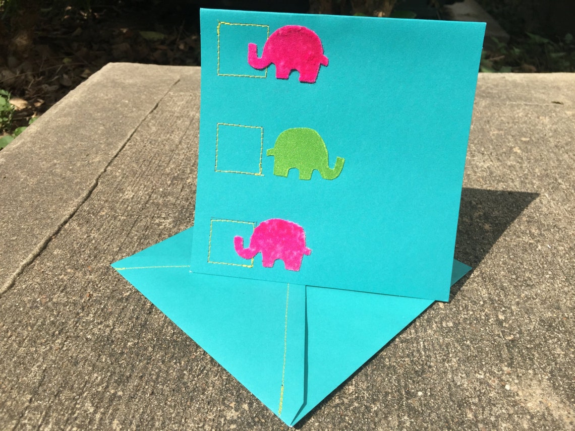 Elephant Check Boxes Handmade Greeting Card | Etsy