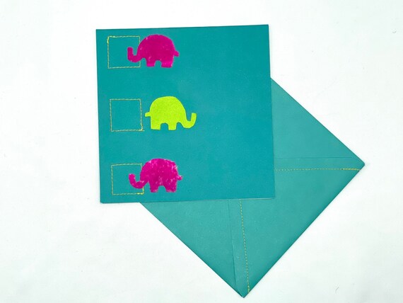Elephant Check Boxes Handmade Greeting Card | Etsy