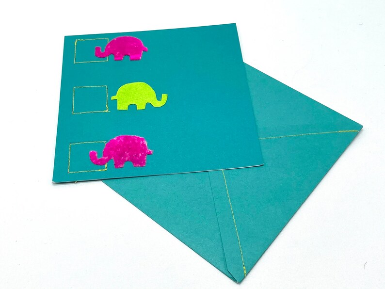 Elephant Check Boxes Handmade Greeting Card - Etsy