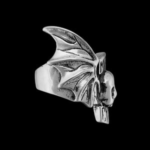 925 Sterling Silver Motor Cycle Ring, Flying Hog Skull Ring, Size 11 ...