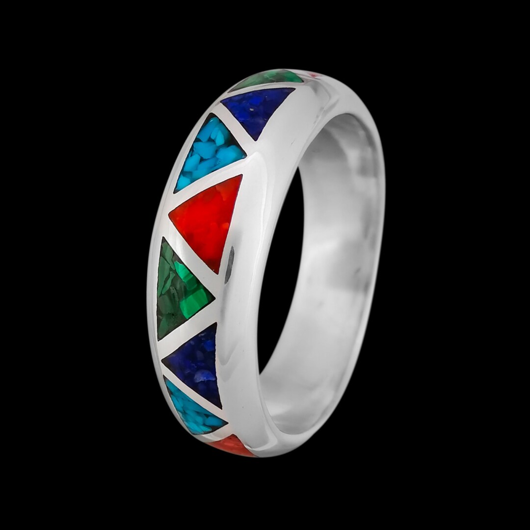 Navajo Gemstone Ring Handmade 925 Sterling Silver Native American ...