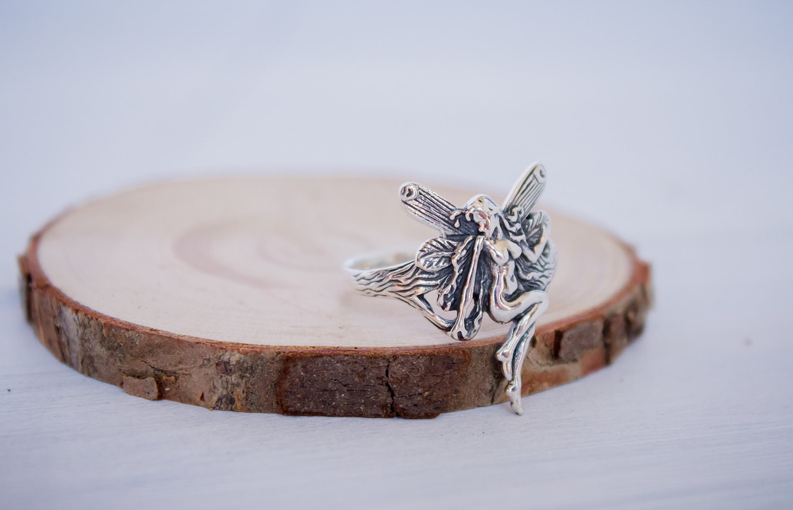 Beautiful sterling silver ring with faerie fairy design | Etsy