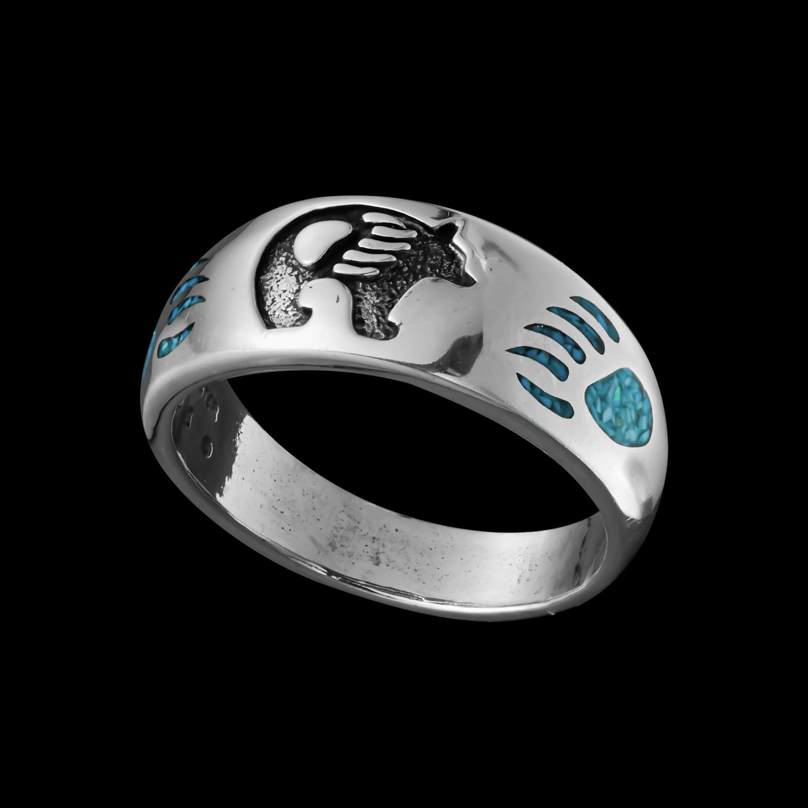 Bear Ring Bear Paw Ring 925 Sterling Silver Ring Turquoise - Etsy