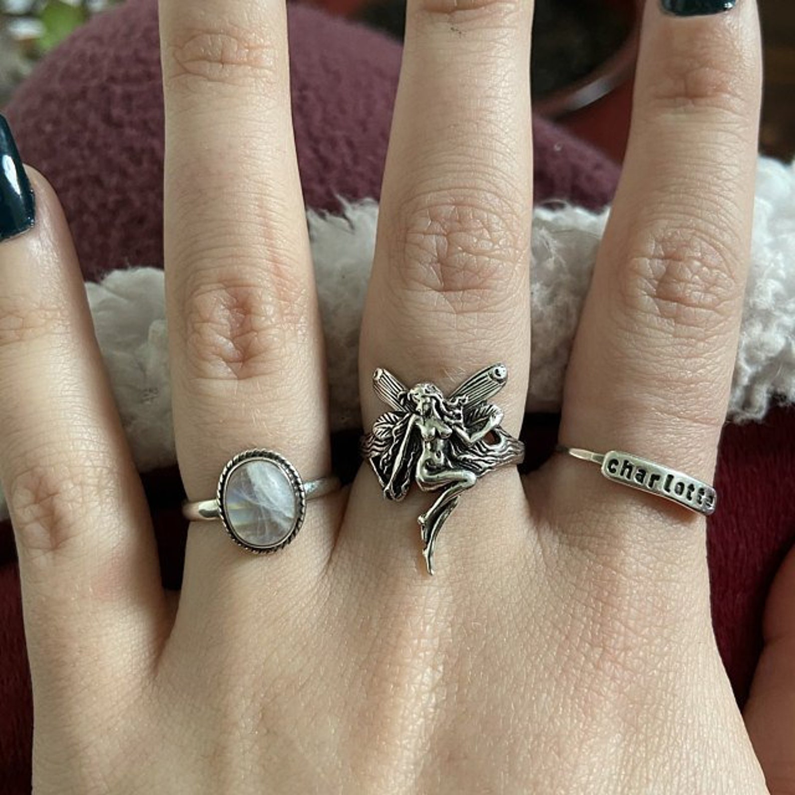 Beautiful sterling silver ring with faerie fairy design | Etsy