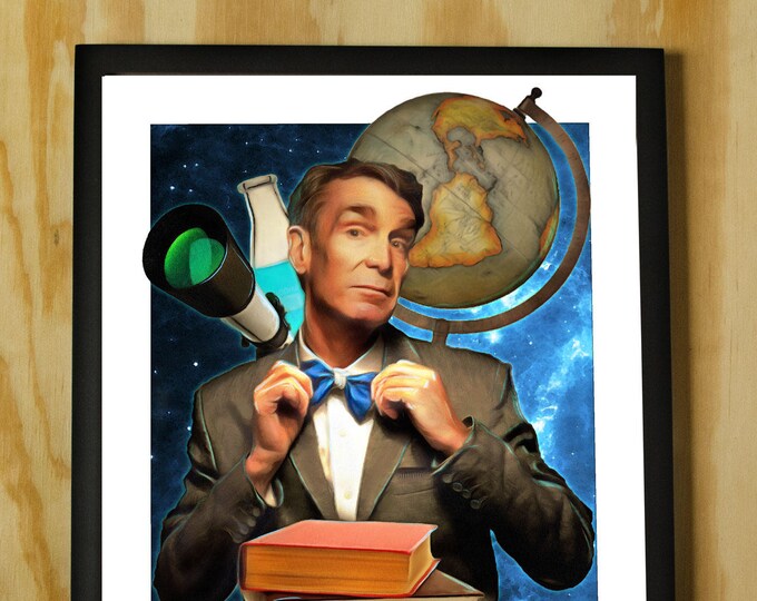 Bill Nye the Science Guy Color Pencil and Digital Portrait Poster Print ...