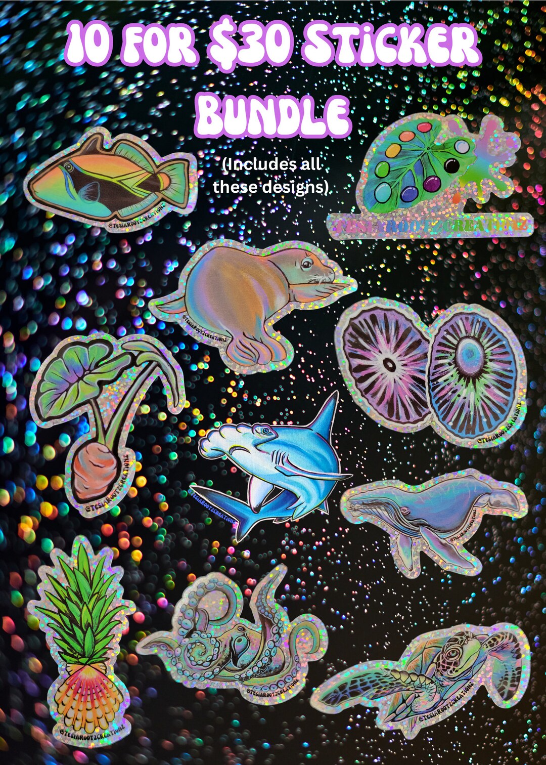 Small Glitter Sticker Pack - Etsy
