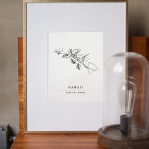 Hawaii Yellow Hibiscus Artprint | Black and White Botanical ...