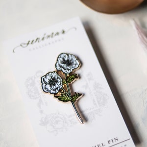 White Anemones Soft Enamel Pin - Etsy