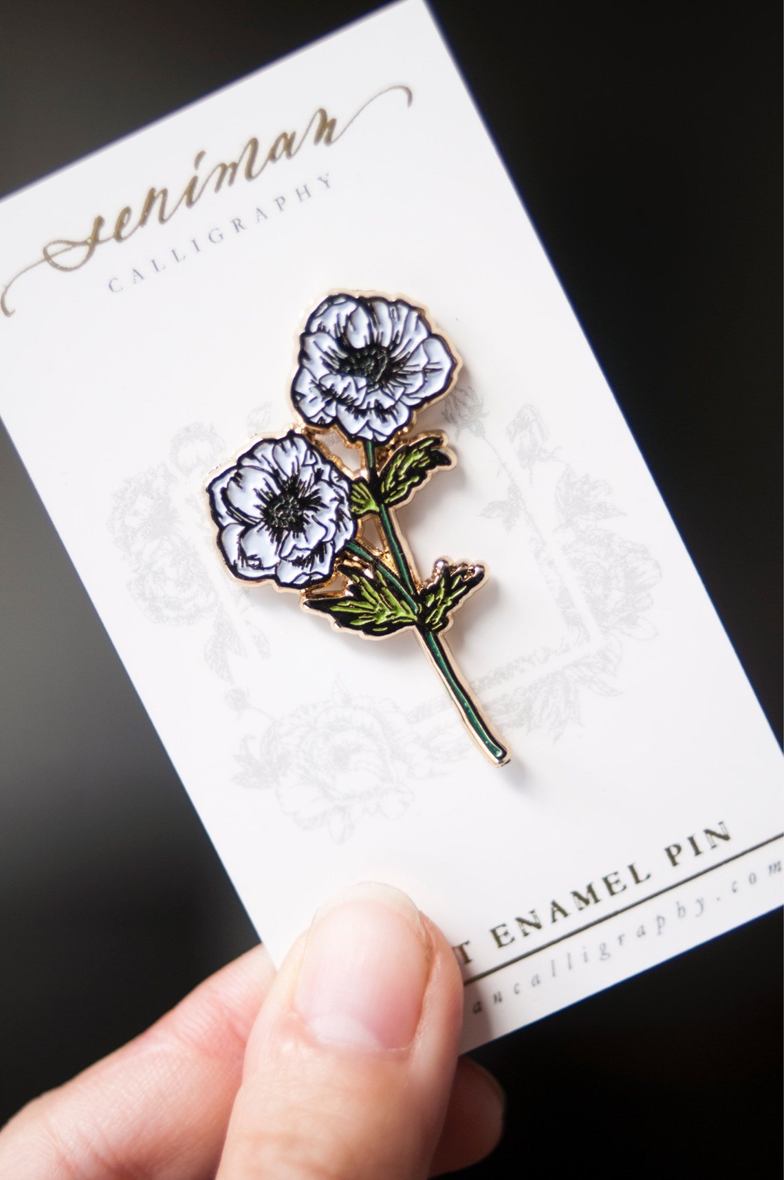 White Anemones Soft Enamel Pin - Etsy UK