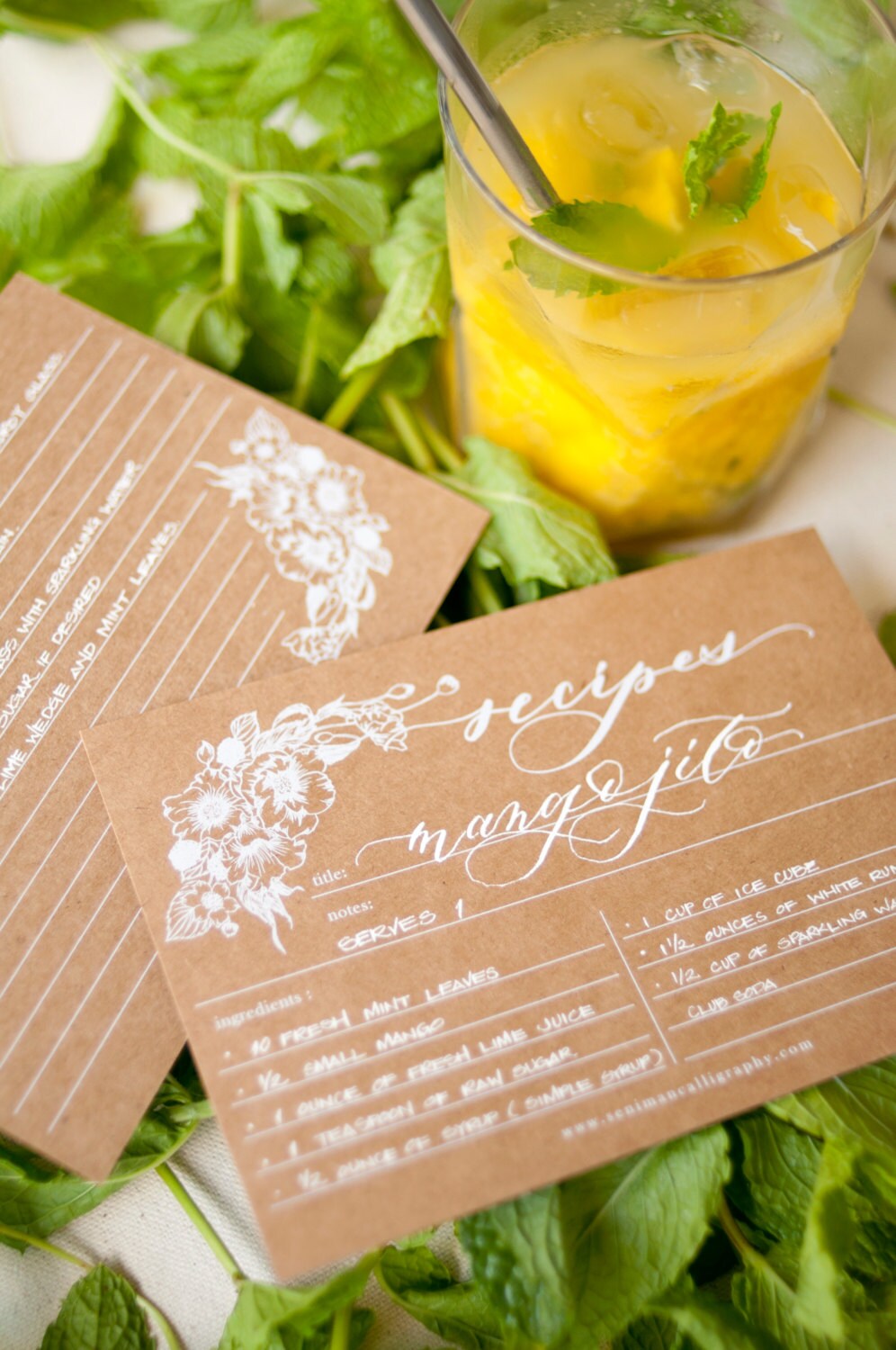 Recipe Cards on Kraft Paper and White Ink-set of 10 - Etsy
