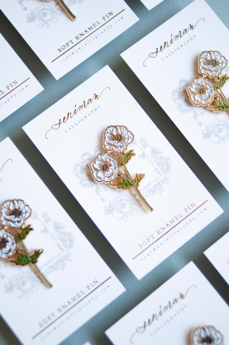 White Anemones Soft Enamel Pin | Etsy