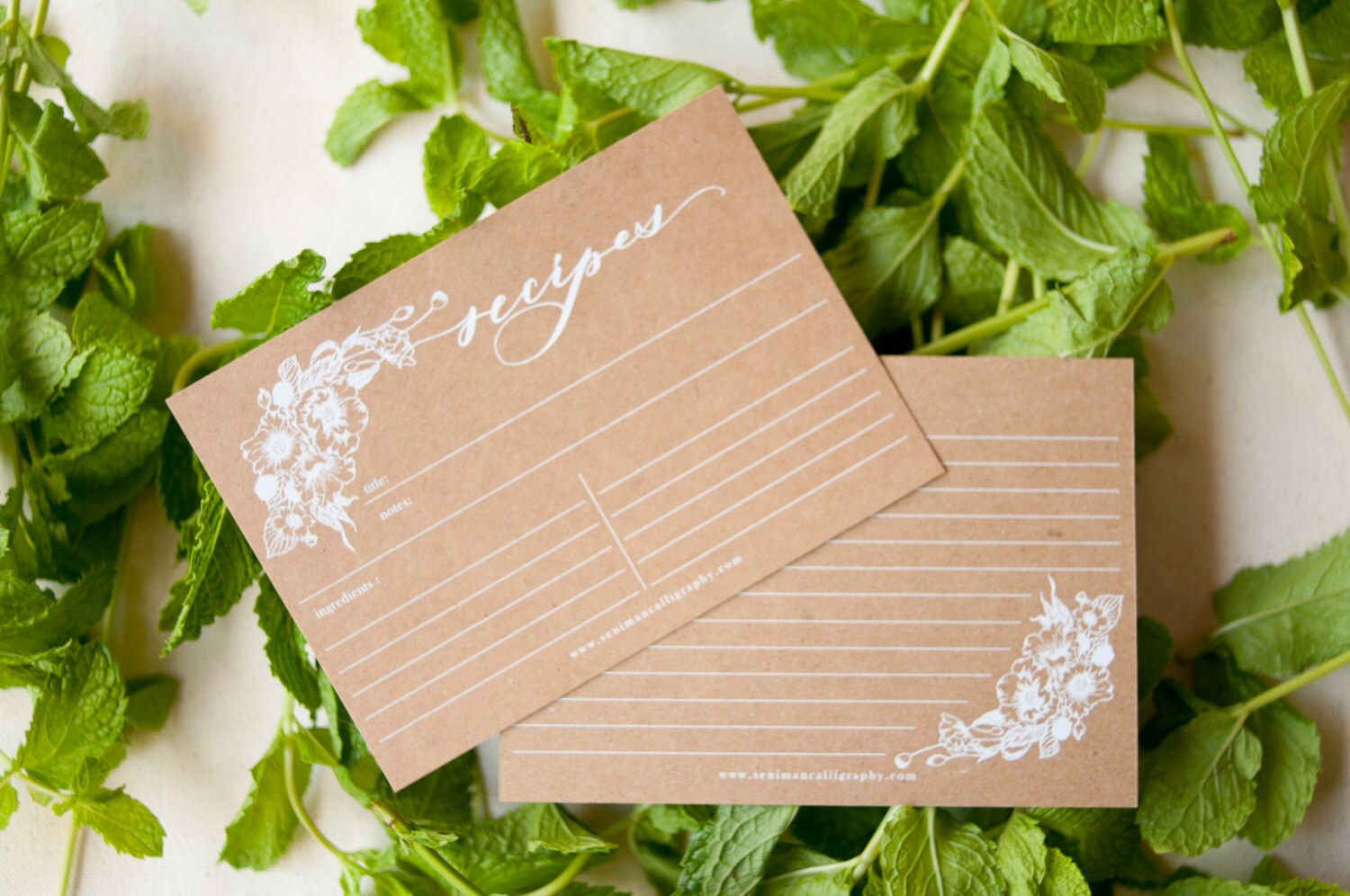 Recipe Cards on Kraft Paper and White Ink-set of 10 - Etsy