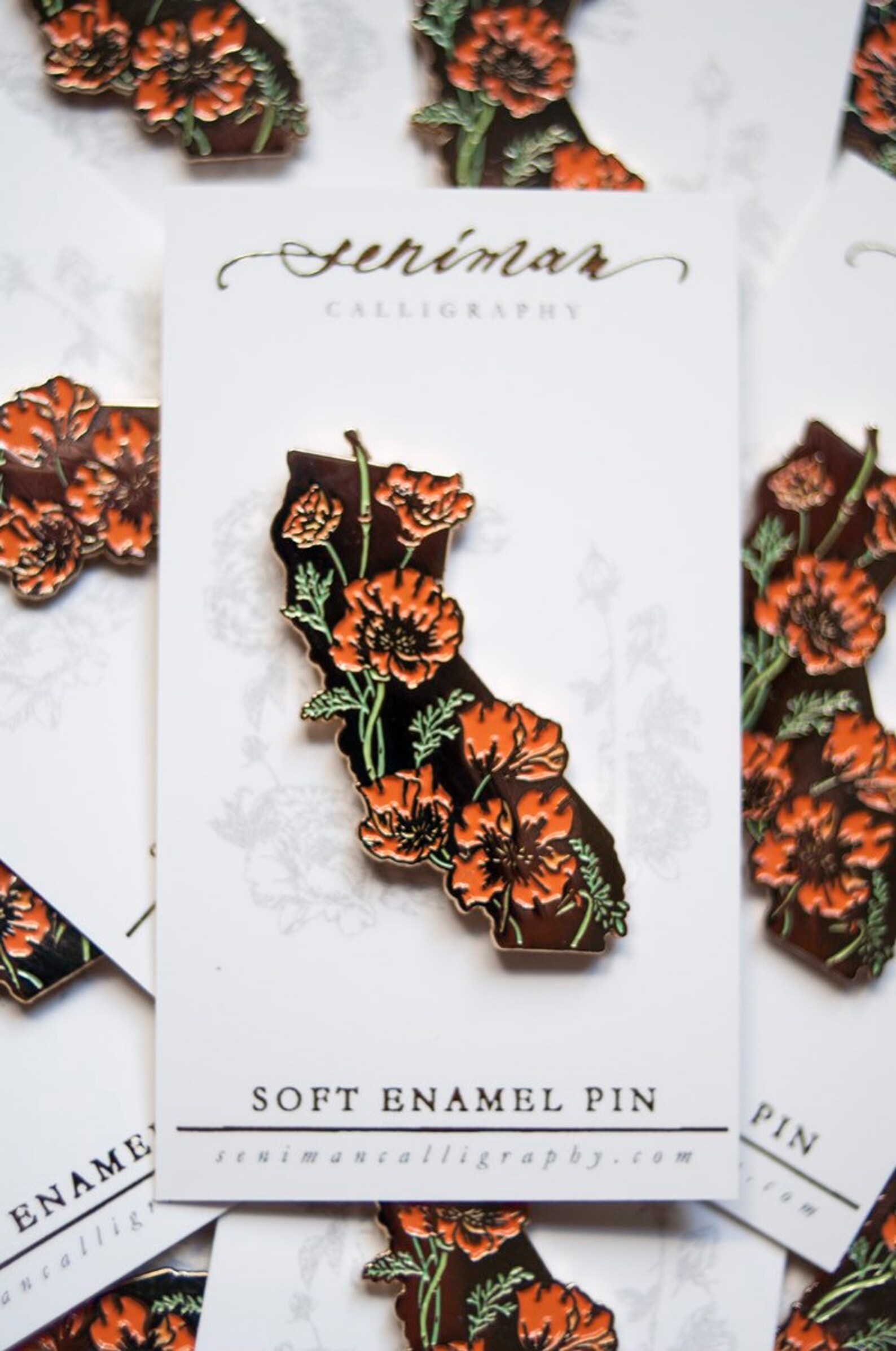 Gold California Poppy Soft Enamel Pin | Etsy