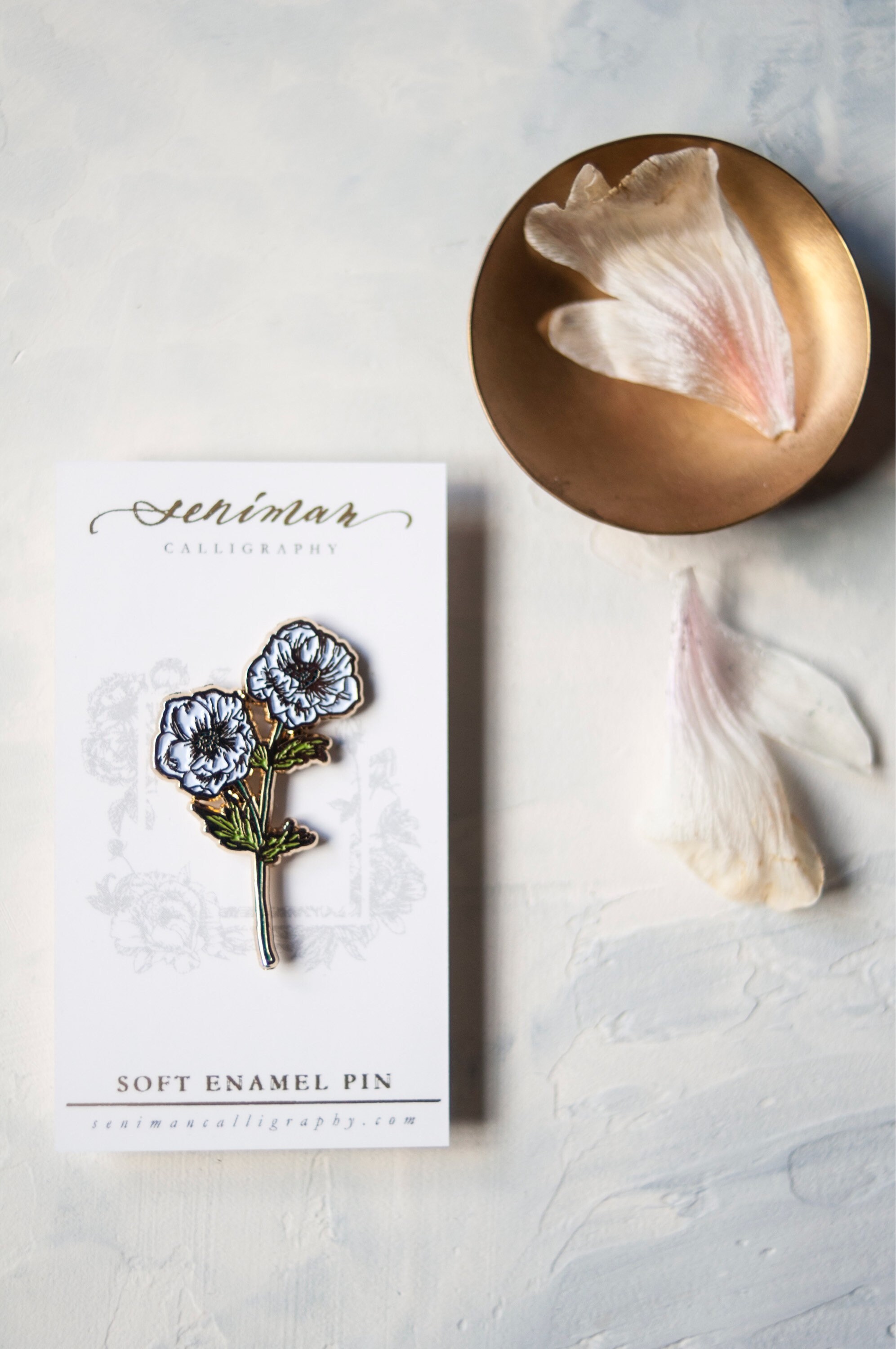 White Anemones Soft Enamel Pin - Etsy UK