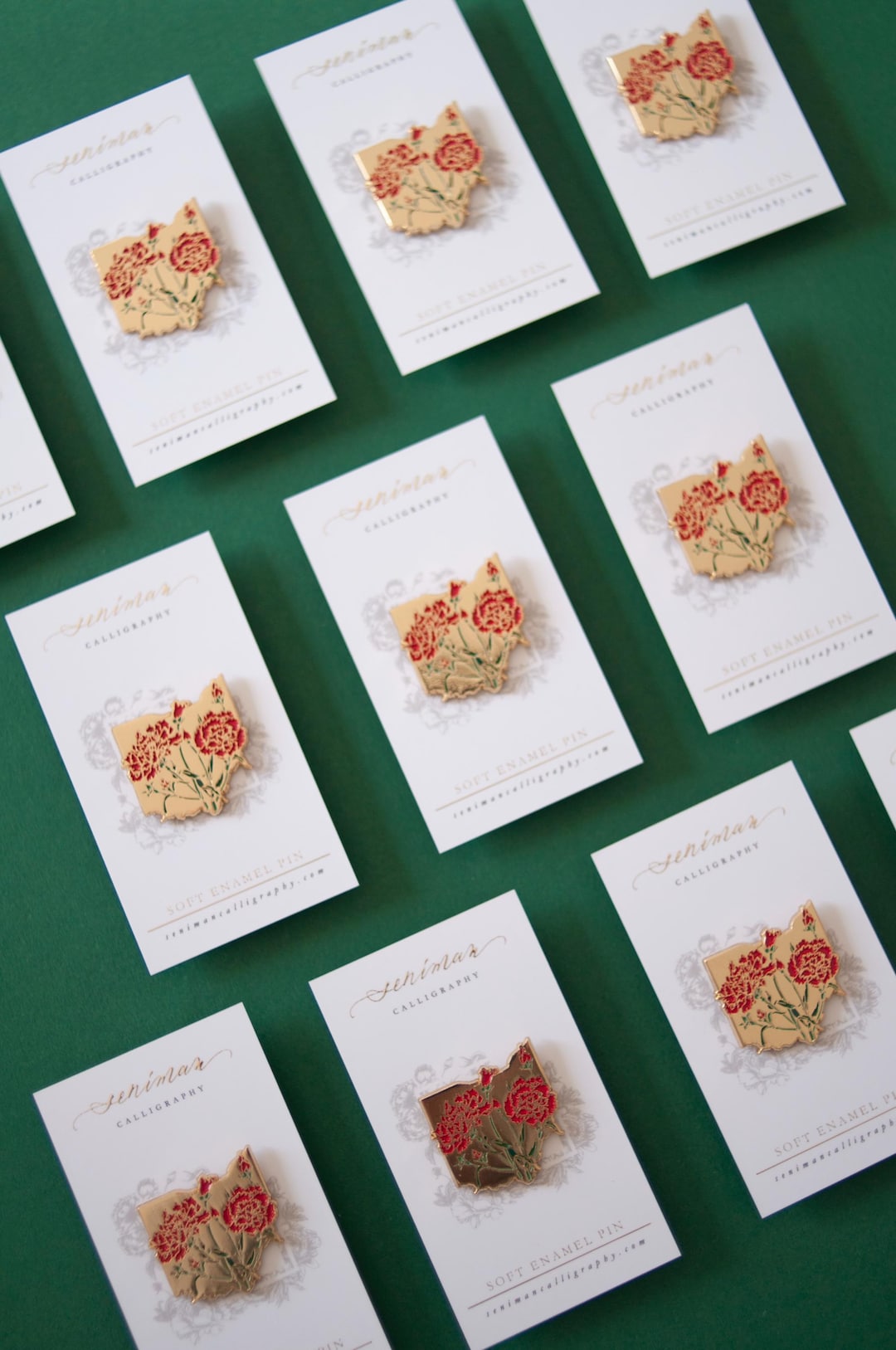 Gold Ohio Red Carnation Soft Enamel Pin - Etsy