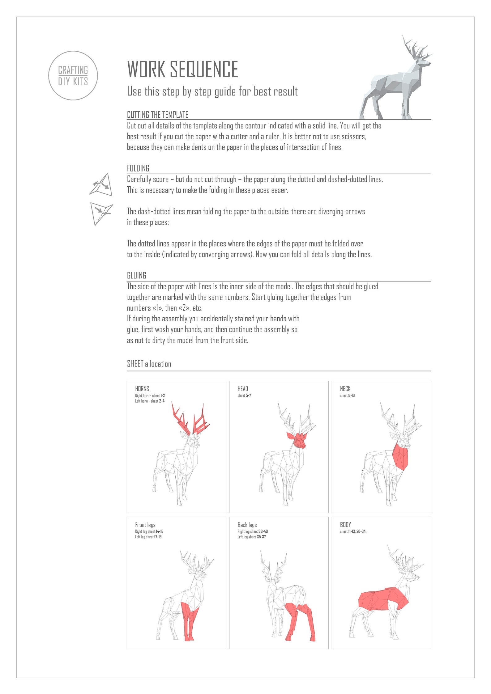 Deer Paper Diy Crafting Low Poly - Etsy