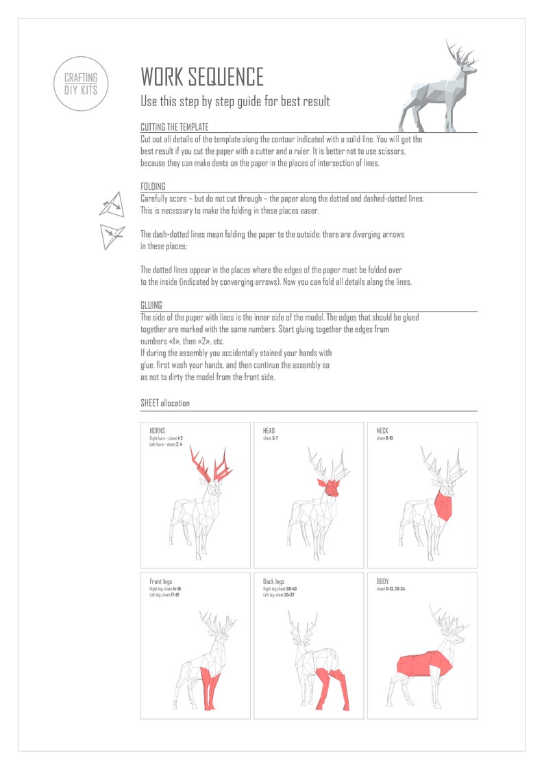 Deer Paper Diy Crafting Low Poly - Etsy