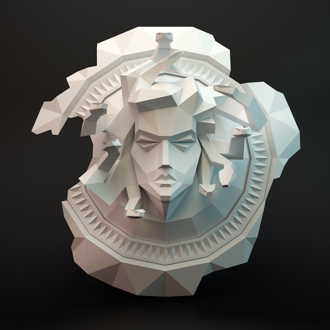 Low-poly Medusa Gorgon Paper Sculpture - Etsy