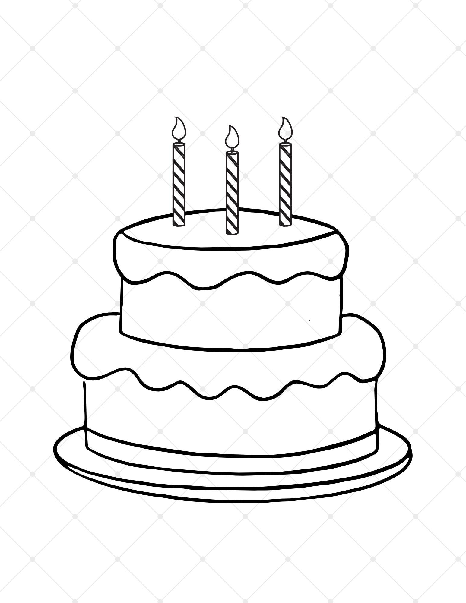 Birthday Cake Coloring Page PNG - Etsy