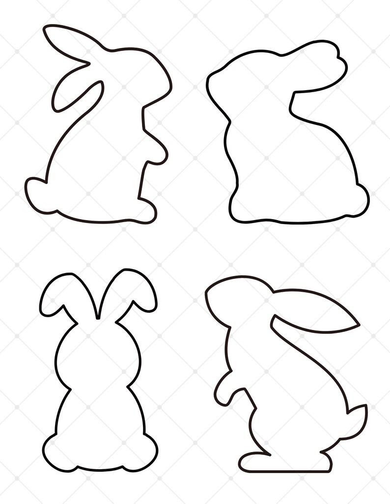 Easter Bunny Outline Coloring Page PNG - Etsy