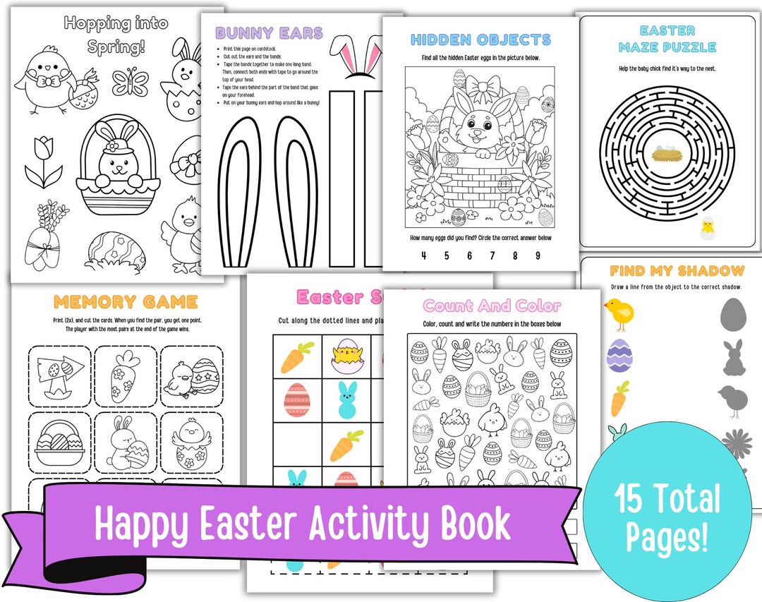 Happy Easter Activity Bundle With Coloring Pages, Maze, Tic Tac Toe ...