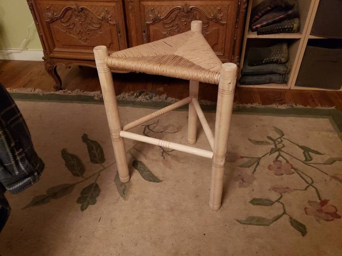 Turned Wooden Stool Ash Wood Rustic Medieval Triangle Stool | Etsy