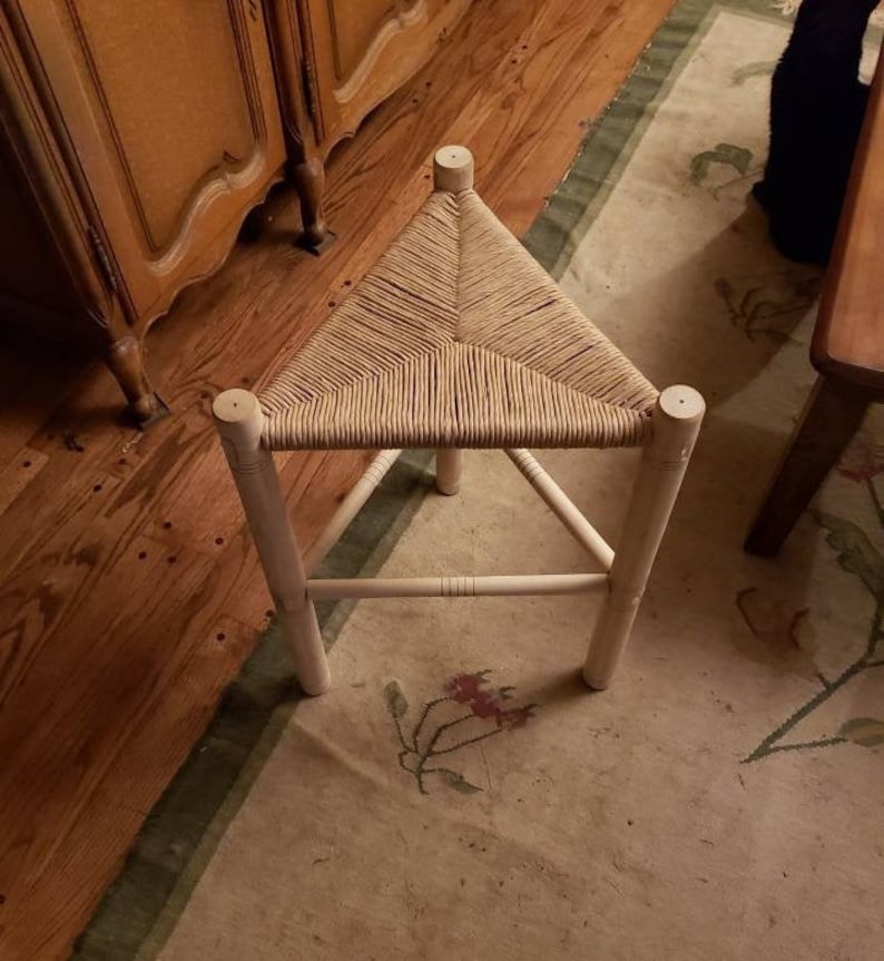 Turned Wooden Stool Ash Wood Rustic Medieval Triangle Stool | Etsy