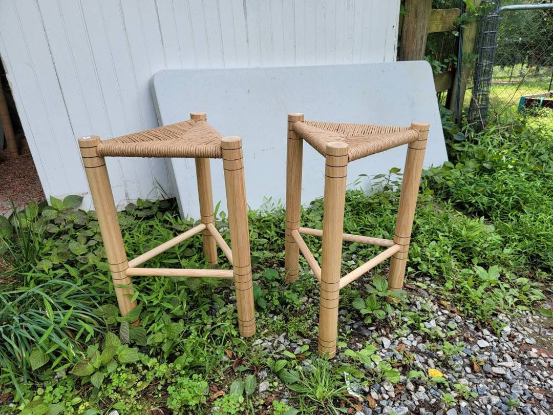 Turned Wooden Stool, Ash Wood, Rustic Medieval Triangle Stool, Handmade ...