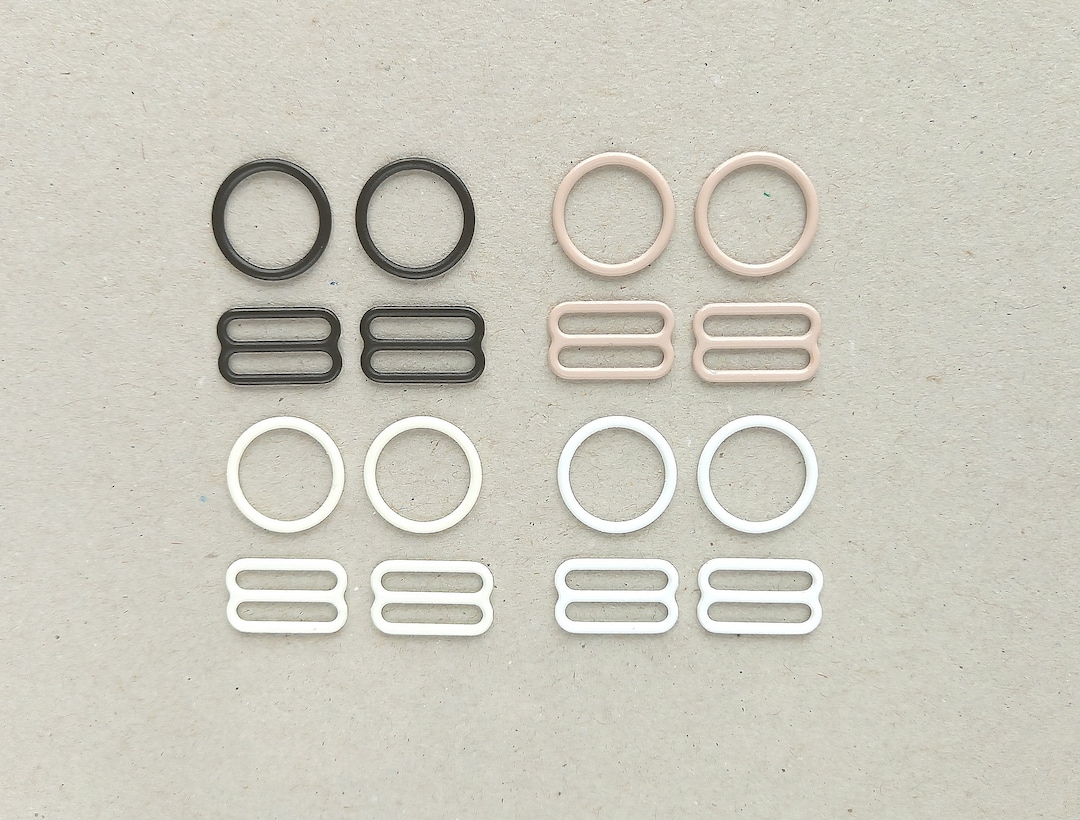 Metal Rings and Sliders, 12 Pieces, Enamel Coated Colored Lingerie ...