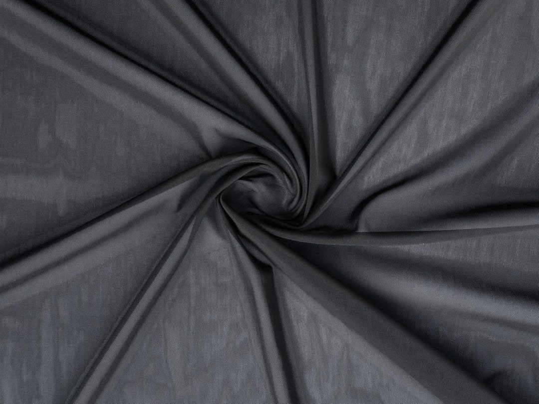 Black Medium to Heavy Weight Power Mesh Fabric. Nylon Spandex Stretch ...