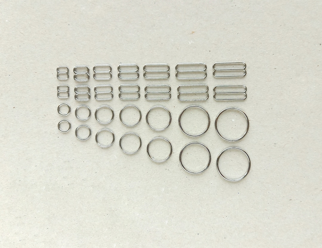Silver Bra Making Rings and Sliders, Metal Lingerie Strap Adjusters, 6 ...
