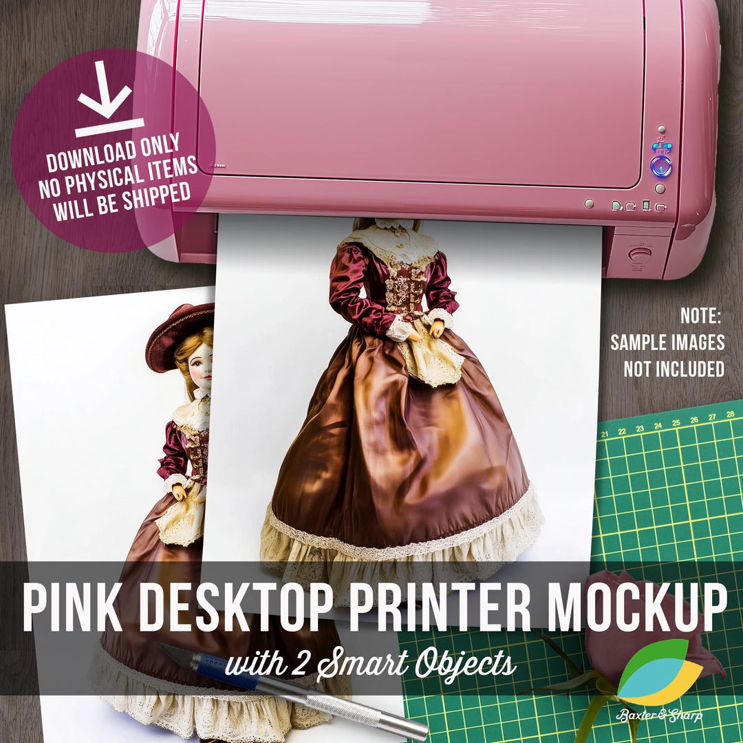 Cute Pink Desktop Home Printer Mockup | Printable Art Display ...