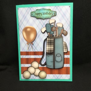 Golf, 3D Decoupage Card, Personalised, Handmade in the UK. - Etsy