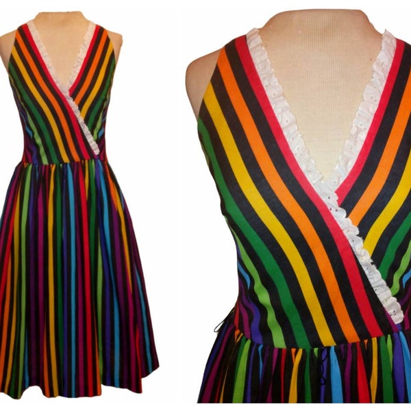 Rainbow Stripe Dress - Etsy