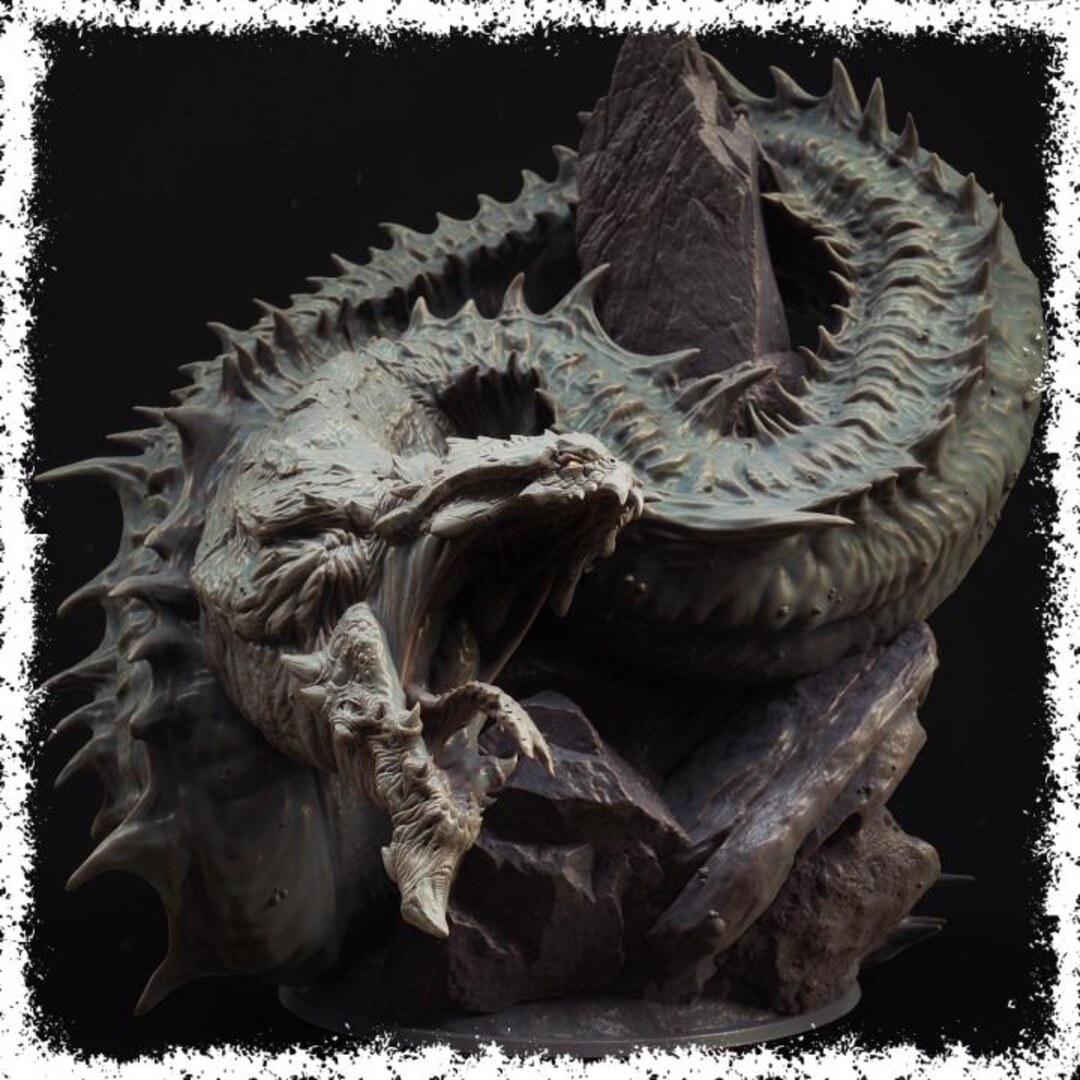 Jormungandr Sea Serpent Statue for Tabletop Gaming, 3D Printed Dragon ...