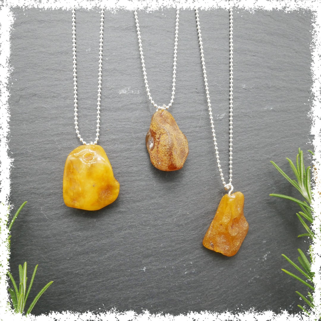RAW BALTIC AMBER Crystal Pendant Wiccan Jewelry, Raw Crystal Pendant ...